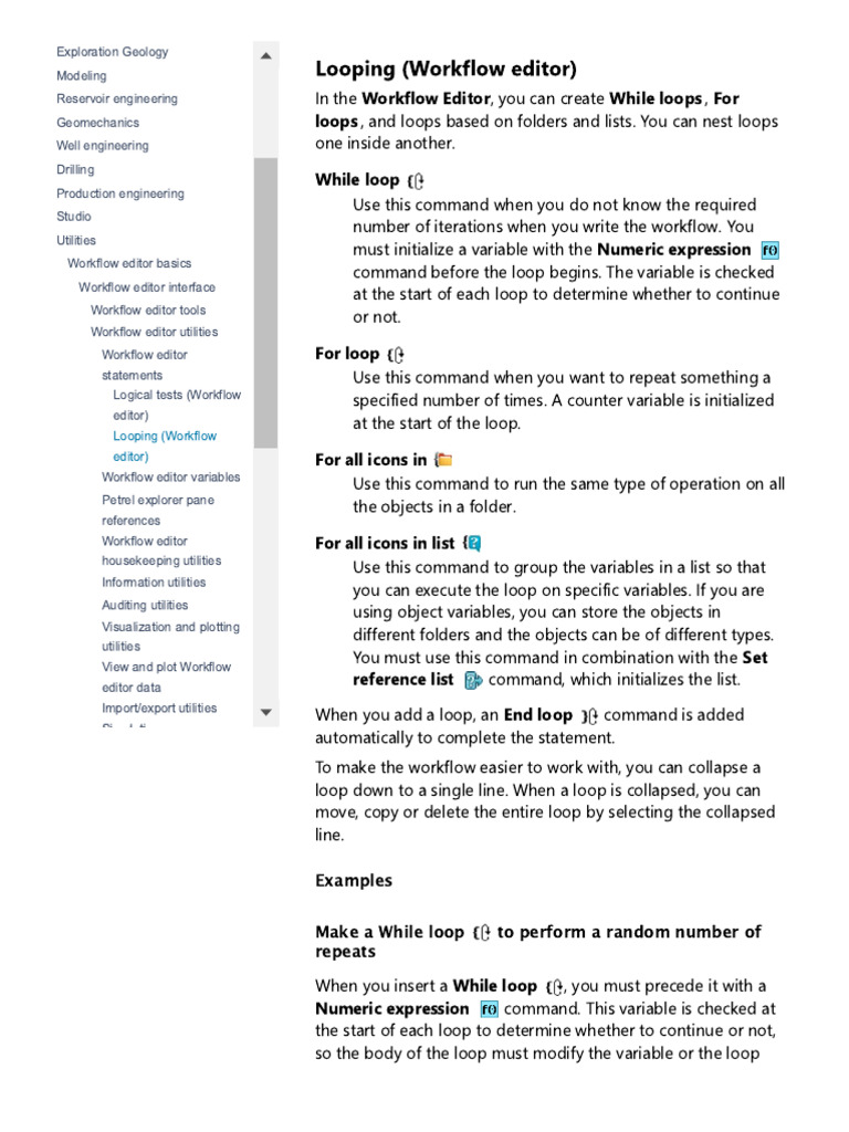 Looping (Workflow Editor) | PDF