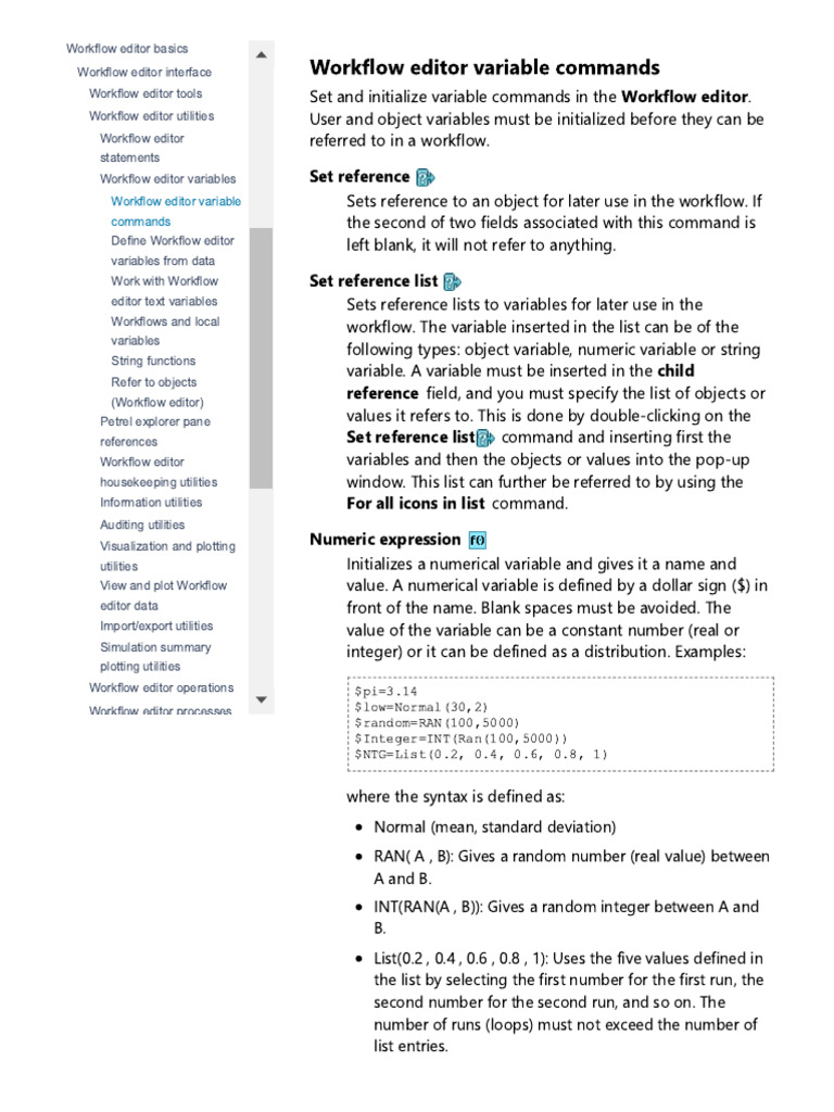 Workflow Editor Variable Commands | PDF