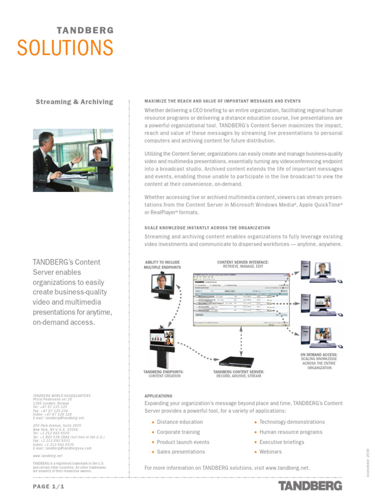 Streaming Archiving Solution Sheet | PDF | Streaming Media | Video On ...