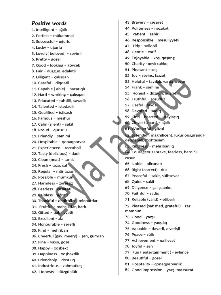 Positive and Negative Words | PDF