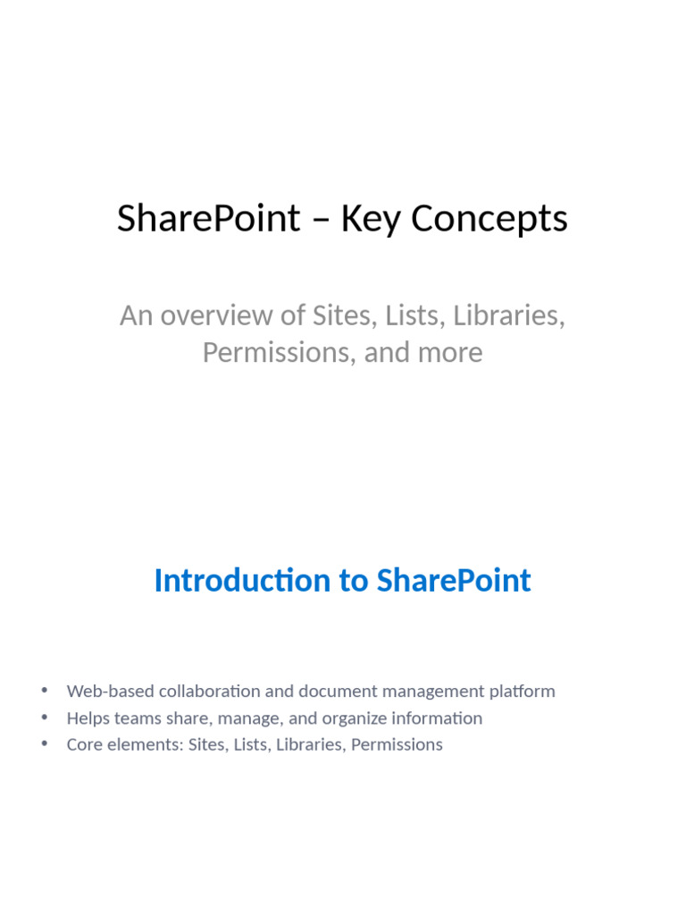 SharePoint Key Concepts | PDF | Share Point | Metadata