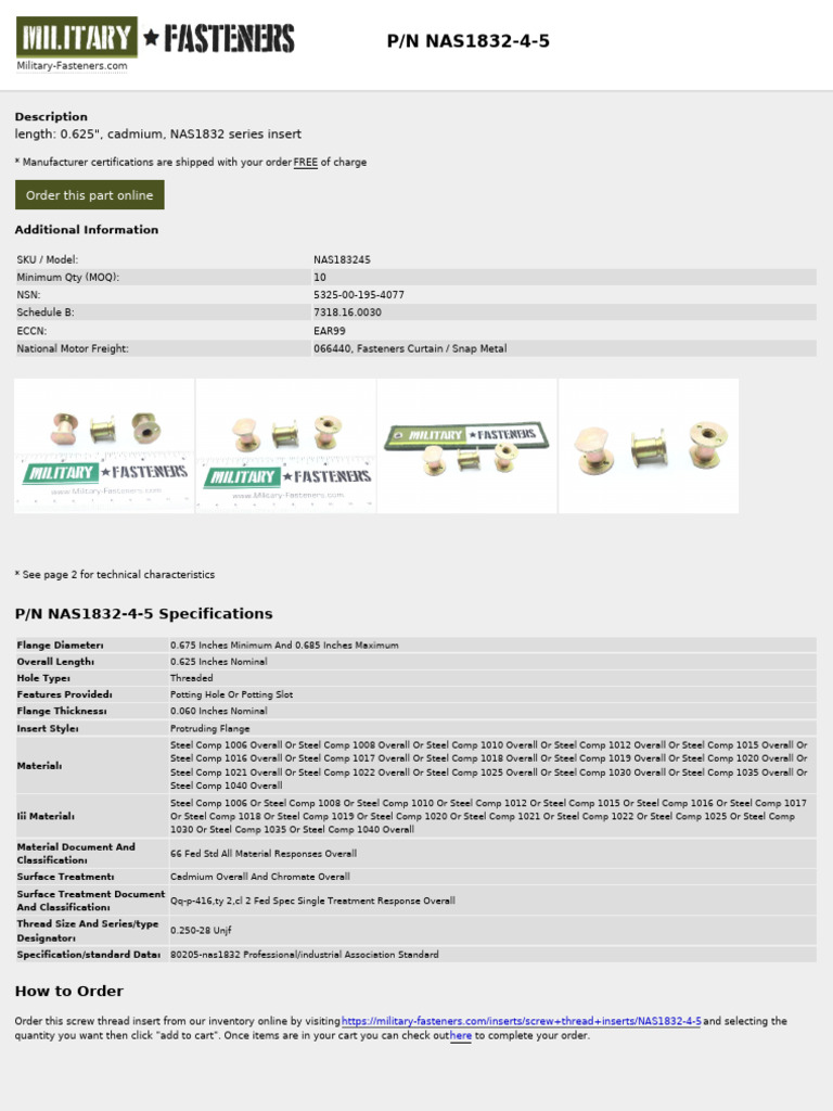 NAS1832-4-5 Screw Thread Insert | PDF | Screw | Mechanical Engineering