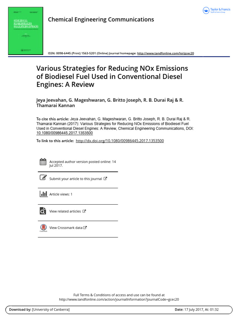 Reducing NOx Emissions in Biodiesel Engines | PDF | N Ox | Biodiesel