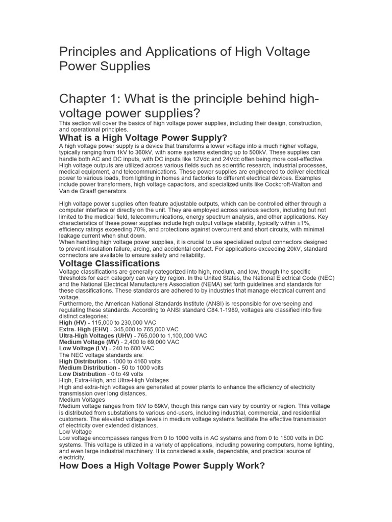 Principles and Applications of High Voltage Power | PDF | Power Supply ...