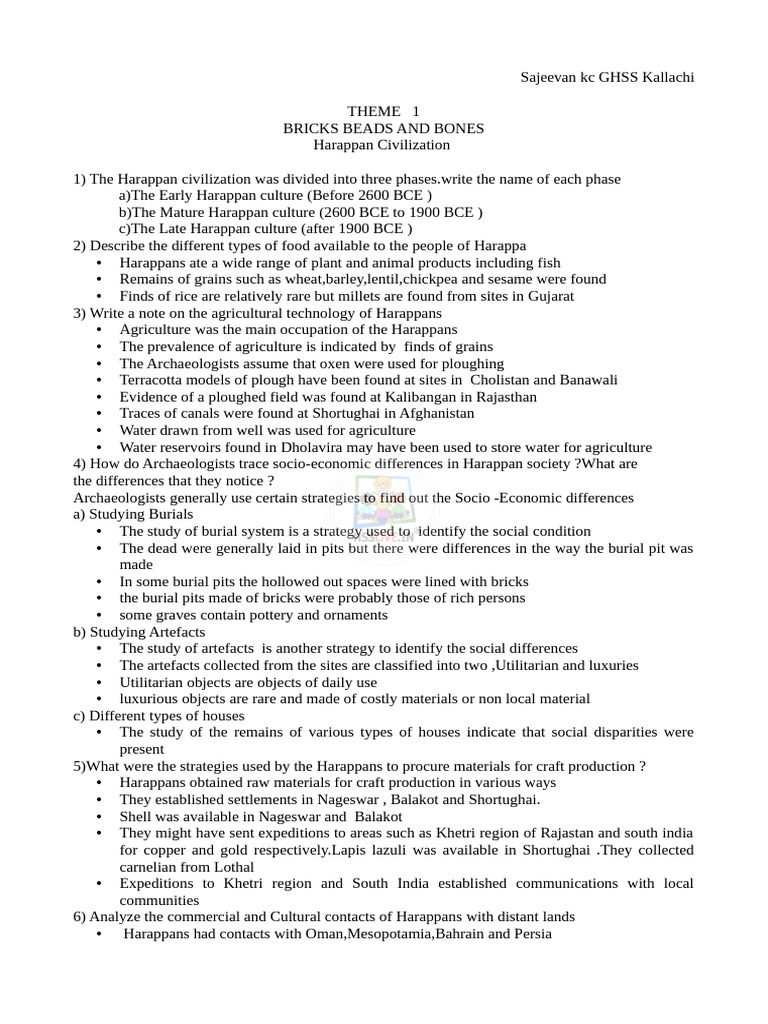 Hsslive Xii History Theme 1 Notes Eng by Sajeevan | PDF | Archaeology