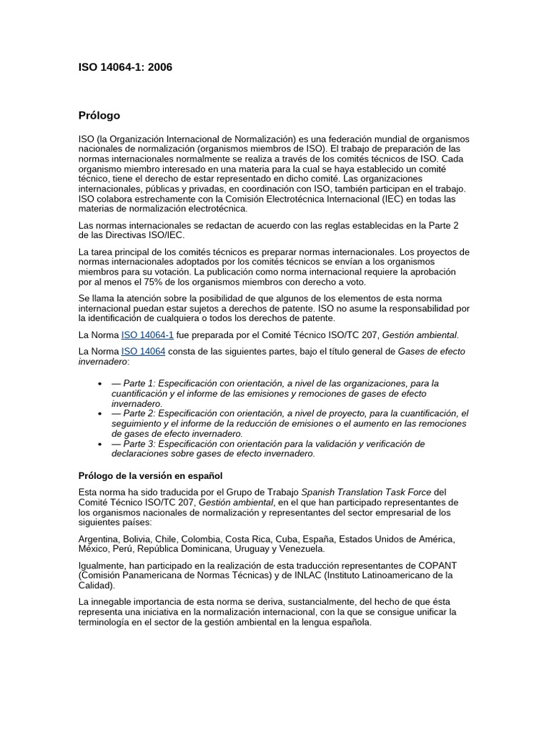 ISO 14064-1: Gestión de Gases Invernadero | PDF | Gases de efecto ...