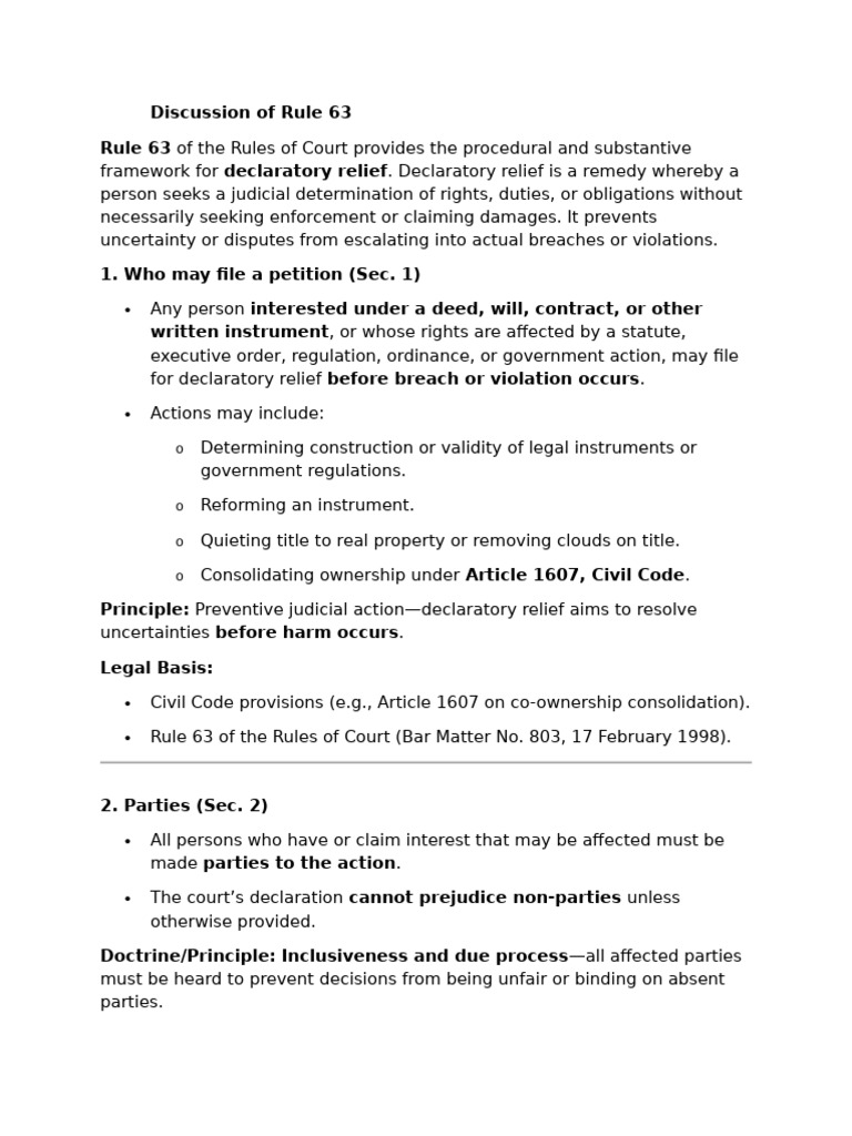 Rule 63 Declatory Relief and Jurisdiction of BP 129 (I To III) | PDF ...