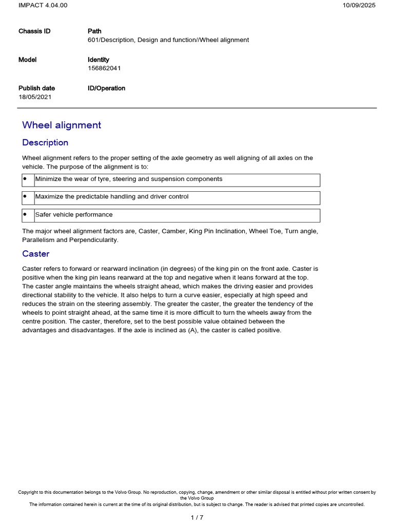 Wheel Alignment: Key Factors Explained | PDF | Steering | Automotive ...