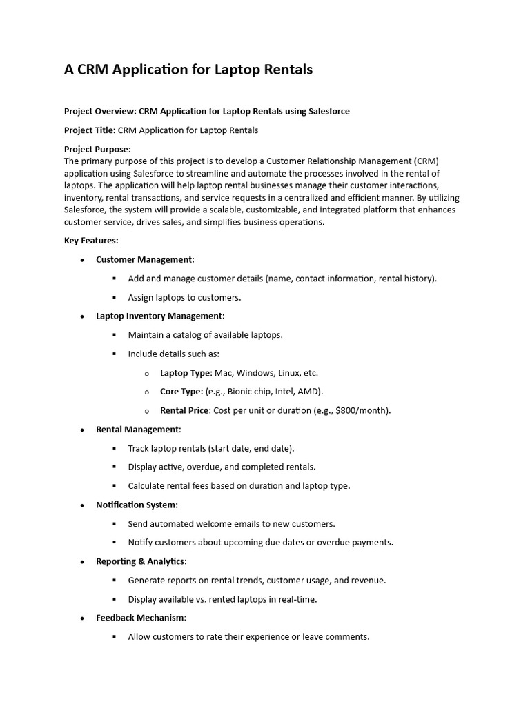 Salesforce CRM for Laptop Rentals | PDF | Customer Relationship ...