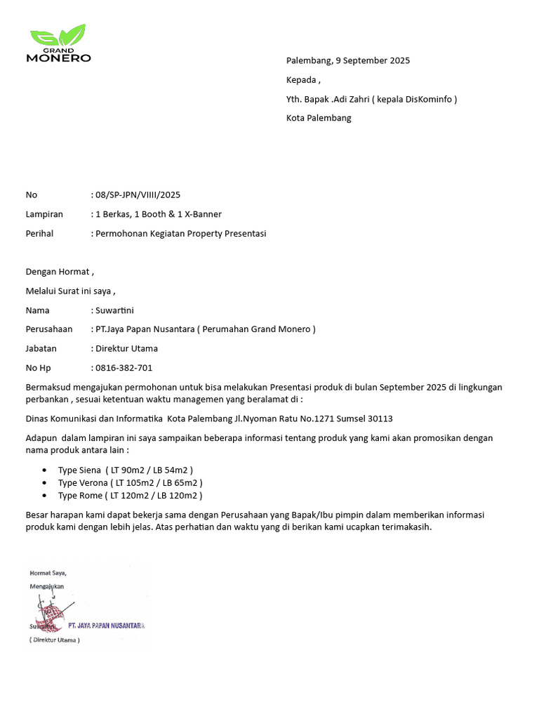 Permohonan Presentasi Grand Monero | PDF