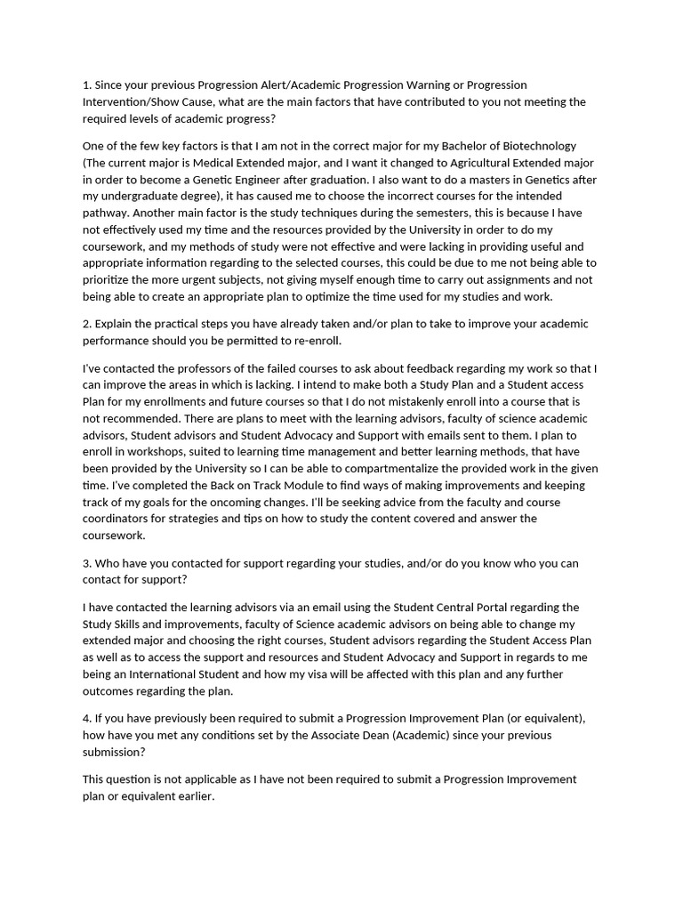 Academic Progression Improvement Plan | PDF | Learning