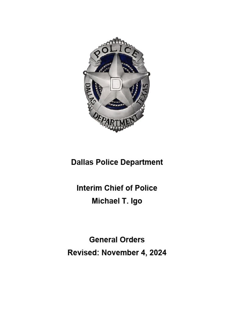 Dallas Police Department General Orders | PDF | Police | Overtime