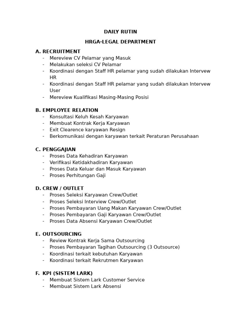 HRGA DailyRutin | PDF