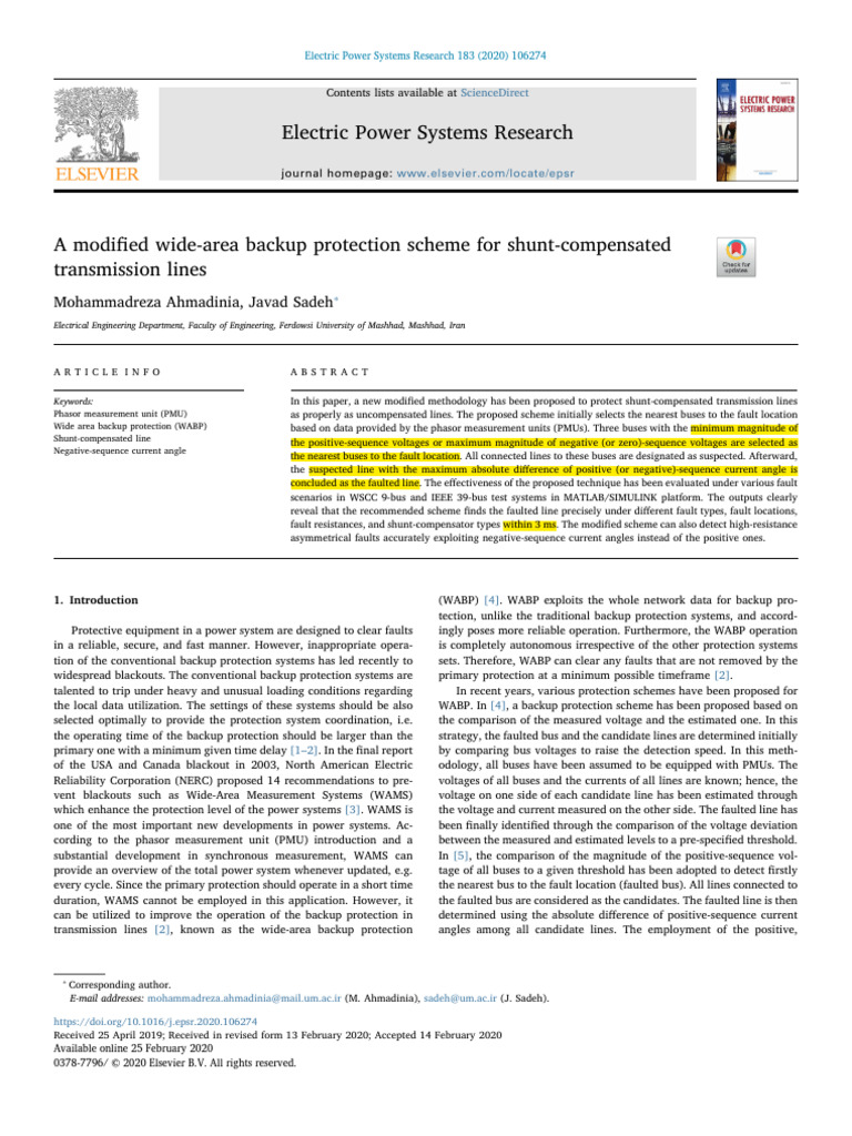 2020 ELSEVIER A Modified Wide-Area Backup Protection Scheme For Shunt ...