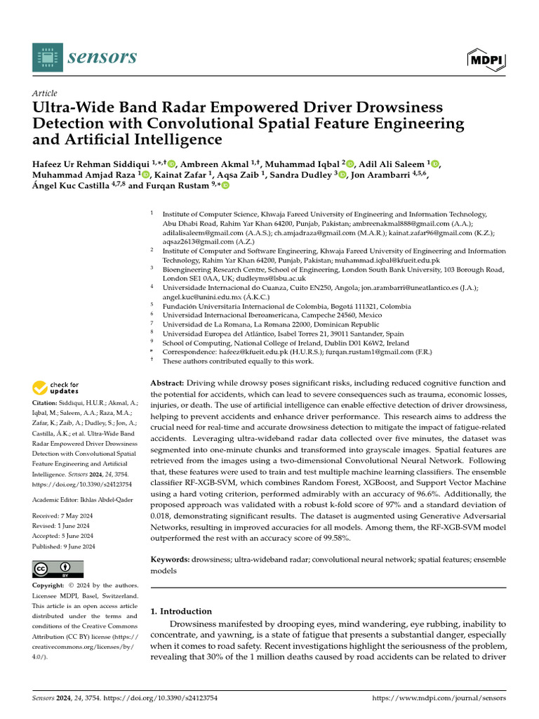 Ultra-Wide Band Radar Empowered Driver Drowsiness Detection With ...