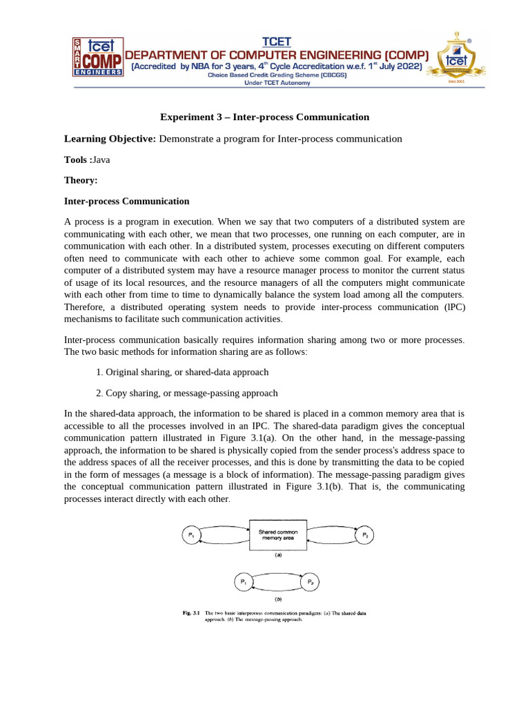 Experiment 3 Inter-Process Communication | PDF | Message Passing | Communication