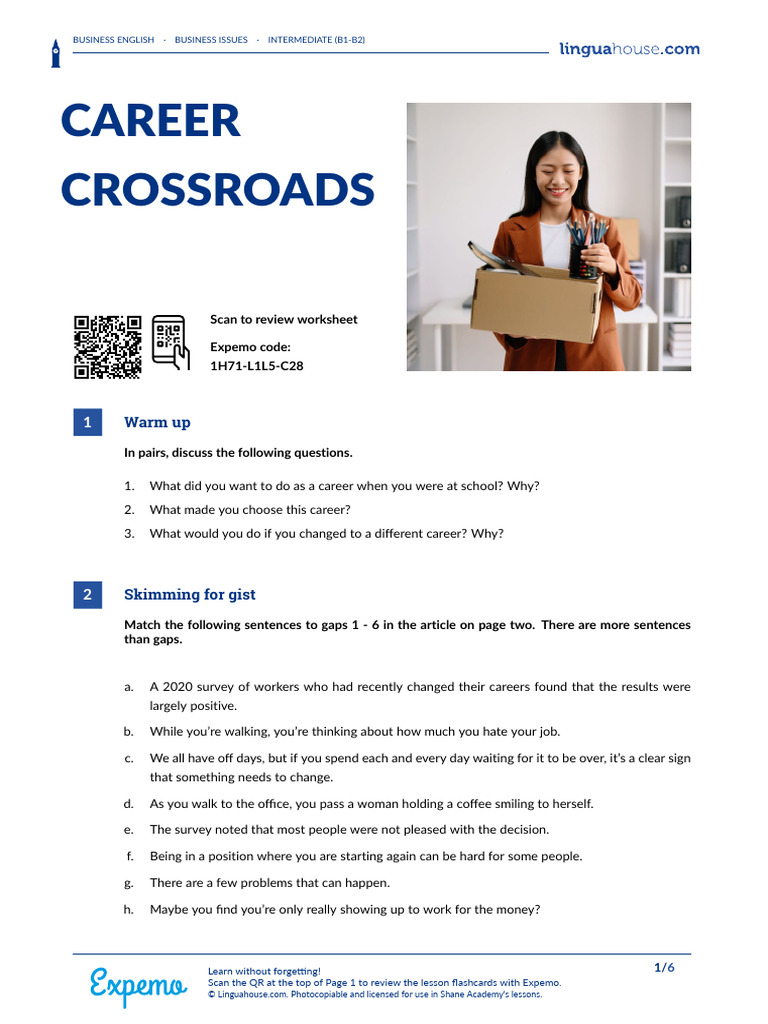 Career Crossroads British English Teacher B1 B2 | PDF | Learning
