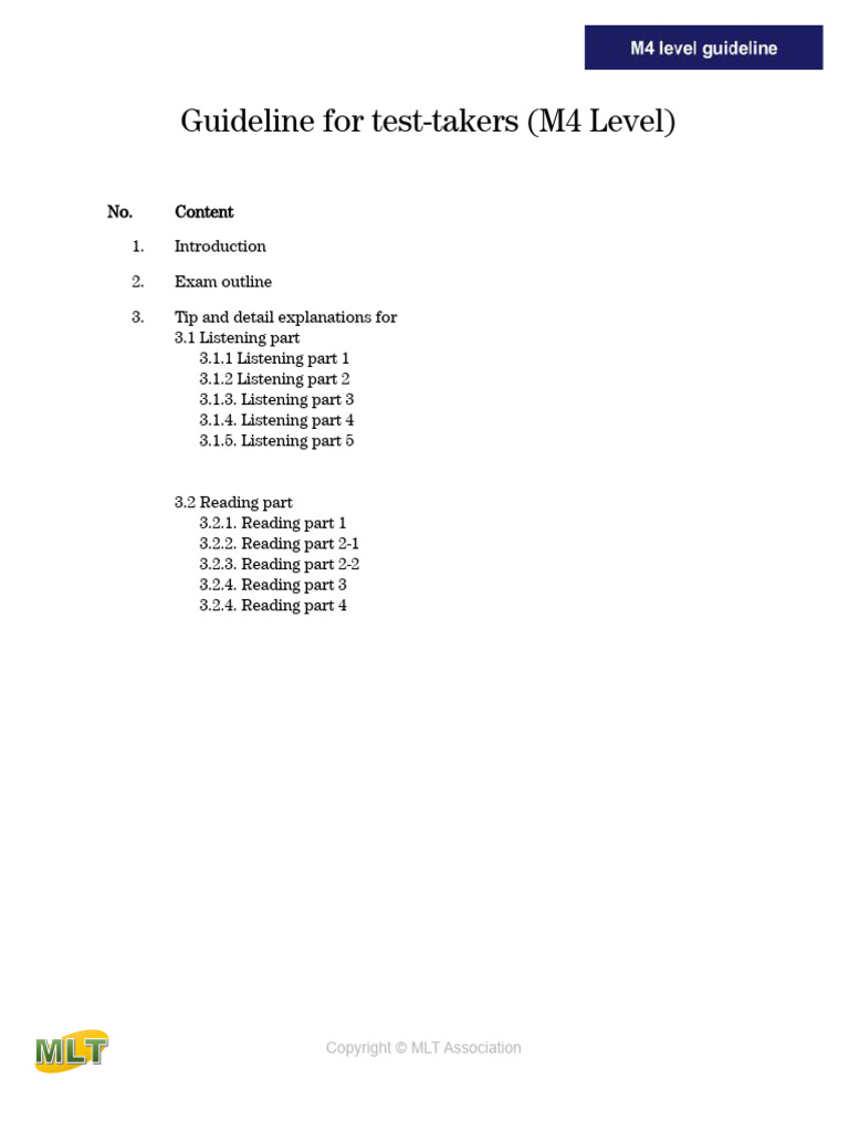 Guideline For The Test Taker M4 202201 | PDF | Adverb | Verb