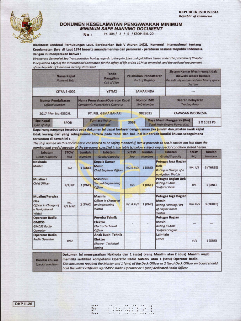 Safe Manning s4002 Exp 14.03.2021 | PDF