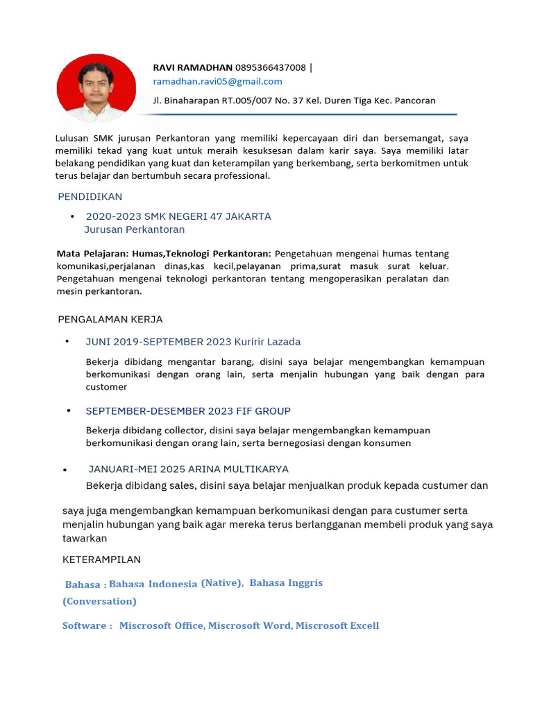 CV Ravi Ramadhan..pdf - 20250907 - 210608 - 0000 | PDF