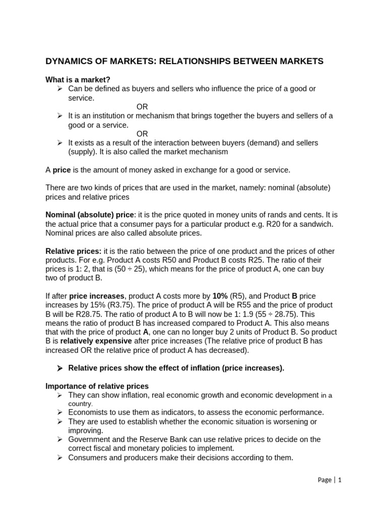 Dynamics of Markets - Term 2 Topic 1 | PDF | Demand | Goods