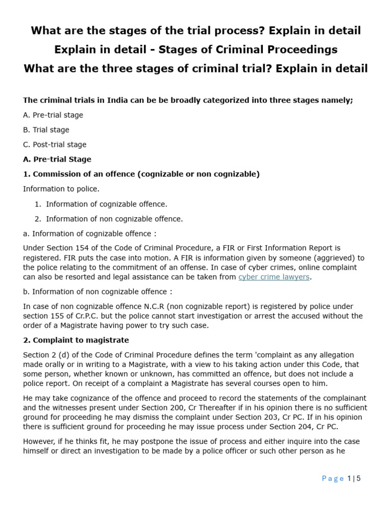 What Are The Stages of The Trial Process | PDF | Trials | Bail