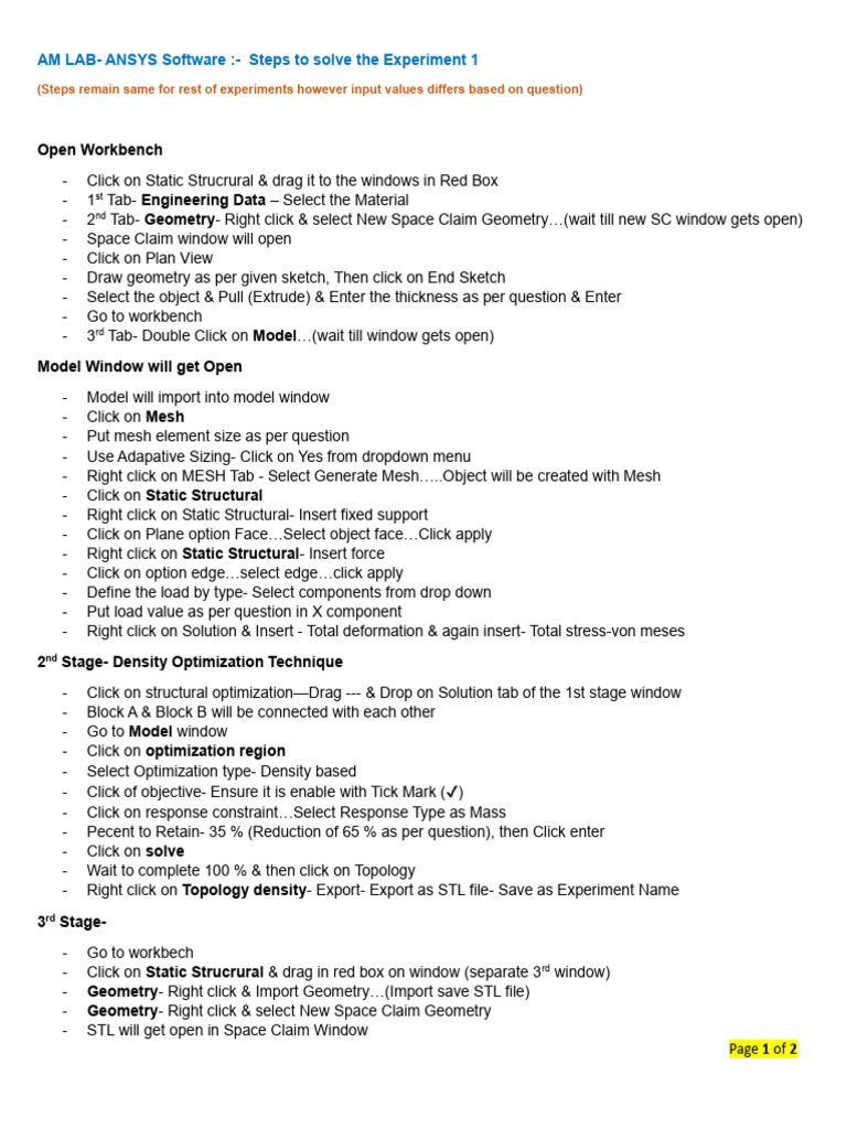 ANSYS Experiment 1: Optimization Steps | PDF | Curve | Geometry