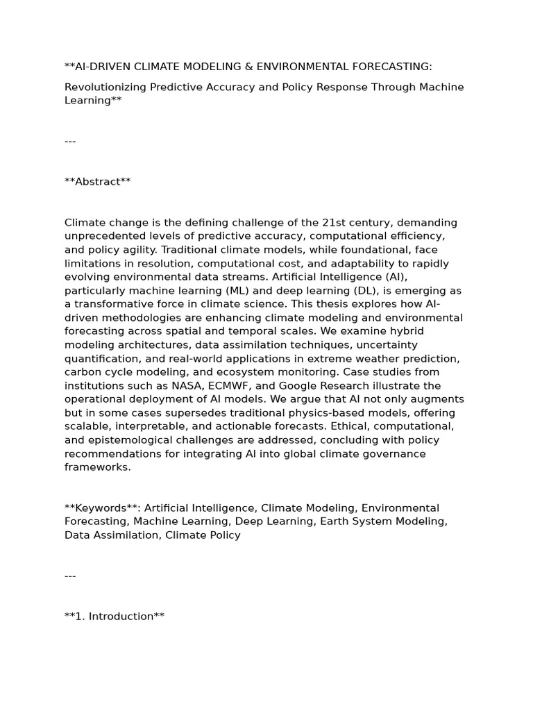 AI in Climate Modeling and Forecasting | PDF | Artificial Intelligence ...