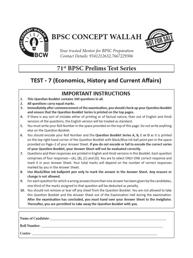 Test 7 Economics &history ¤t Affairs PDF 2 | PDF