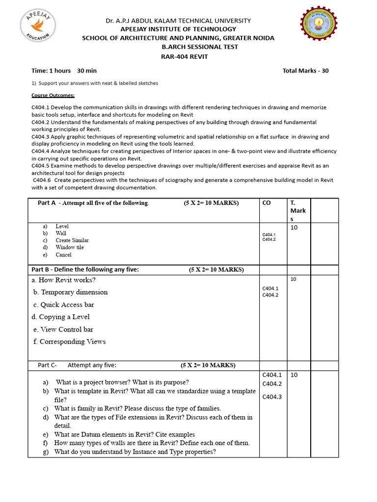 Sessional-3 Revit 404 | PDF | Drawing | Autodesk Revit