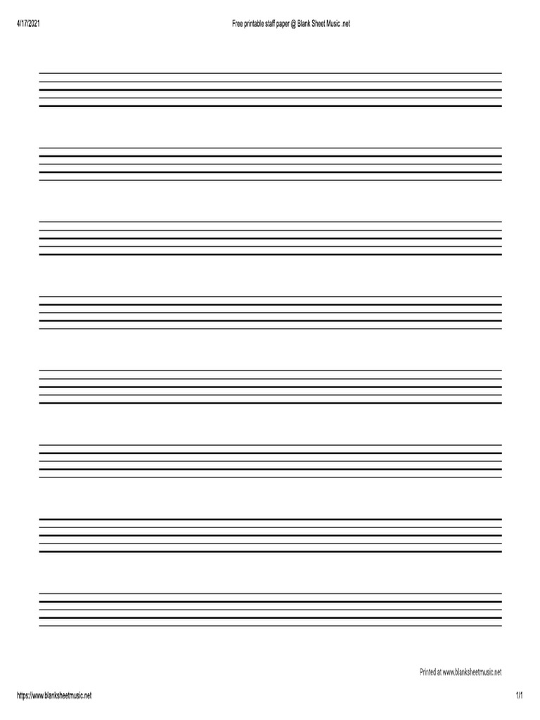Free Printable Staff Paper at Blank Sheet Music 2 | PDF