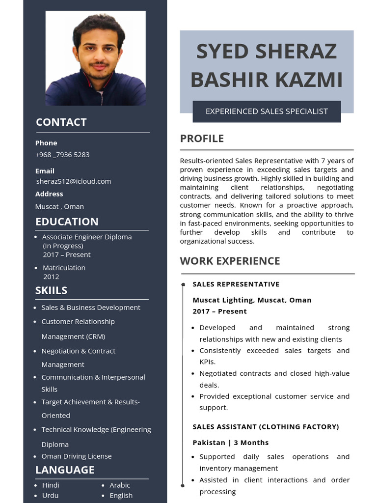 Syed Sheraz Bashir Kazmi, CV - 20250825 - 000843 | PDF | Sales | Human ...