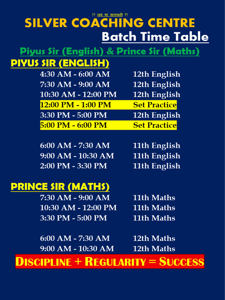 Batch Time Table | PDF