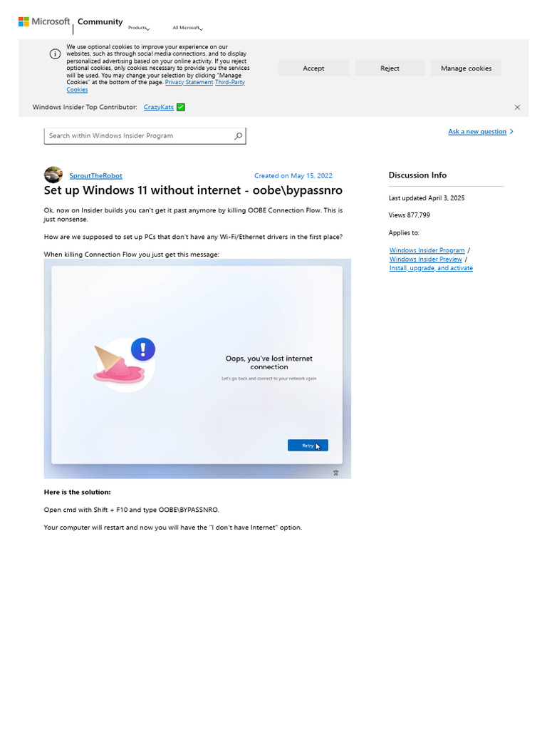 Bypass OOBE in Windows 11 Setup | PDF | Microsoft | Http Cookie