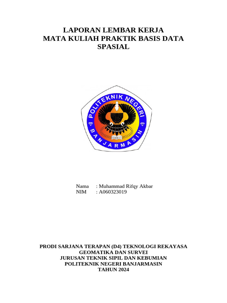 Laporan Lembar Kerja Basis Data Spasial | PDF
