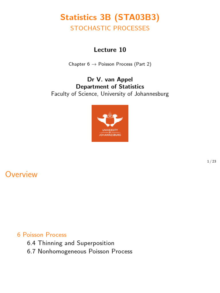 STA03B3 Lecture 10 | PDF | Poisson Distribution | Teaching Mathematics