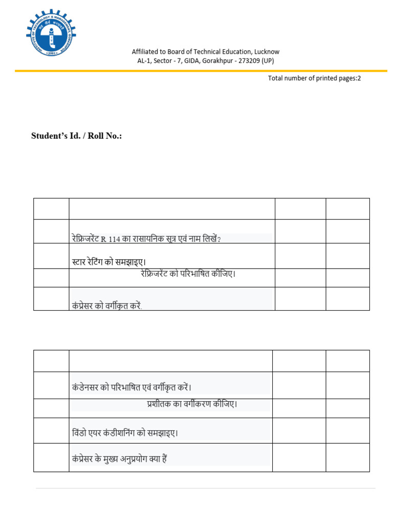 RAC CT-2 (2023-24) Revise Even Sem | PDF