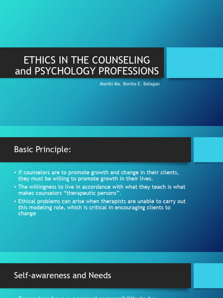 Ethics in Counseling and Psychology | PDF | Psychotherapy | Counseling ...