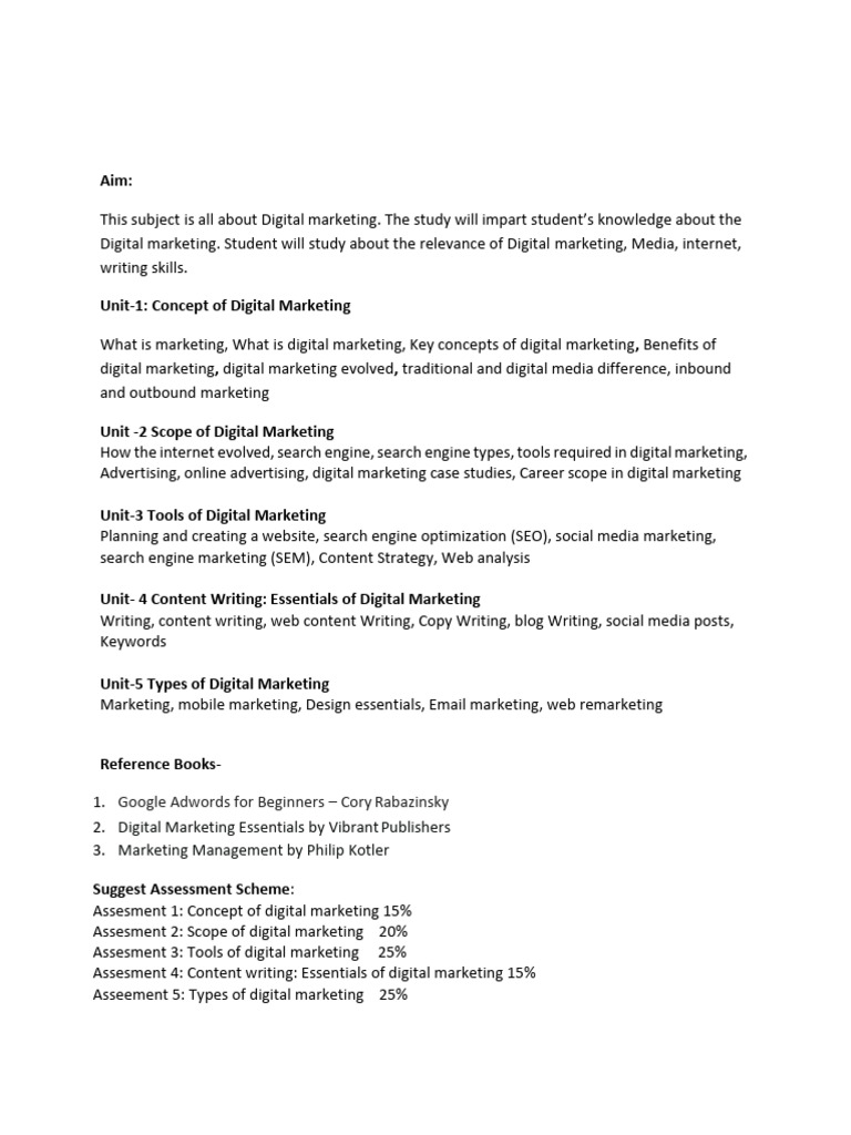 Digital Marketing Fundamentals Syllabus | PDF