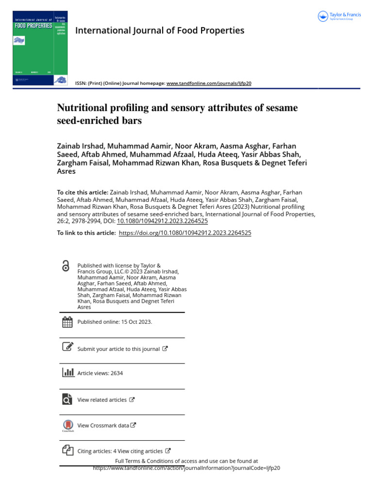 Nutritional Profiling and Sensory Attributes of Sesame Seed-Enriched ...