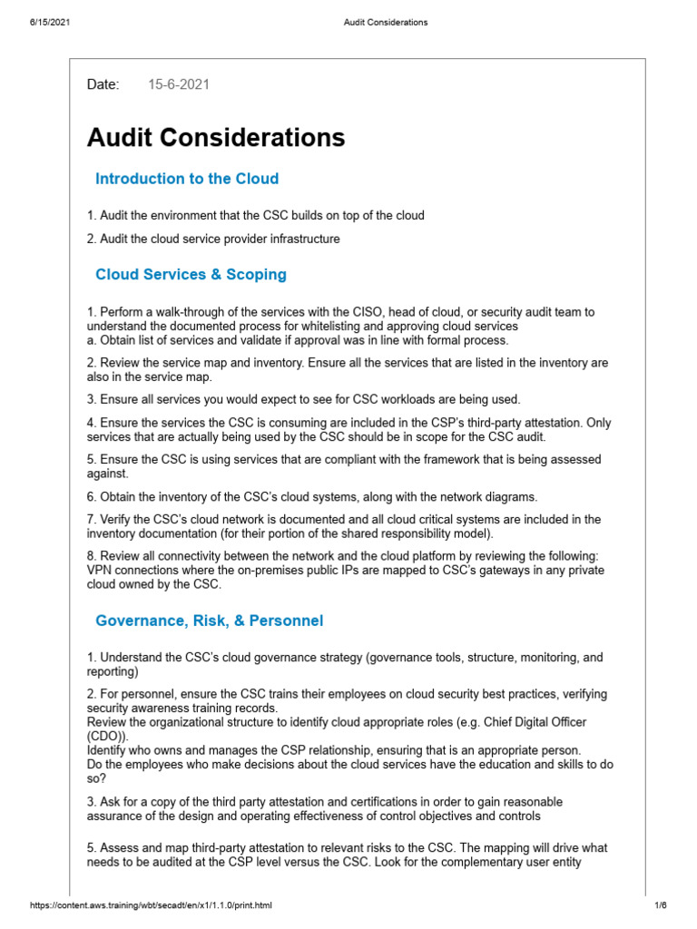Audit Considerations | PDF | Computer Network | Cloud Computing
