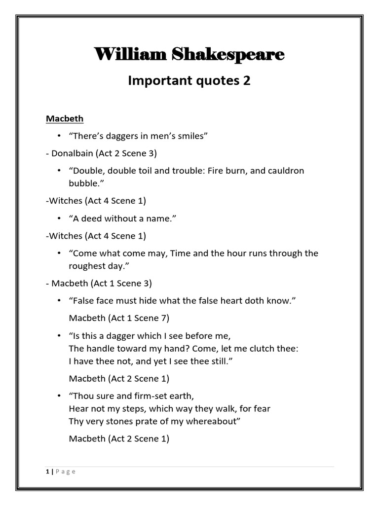 Shakespeare Imp Quotes 2 | PDF | Othello | Hamlet