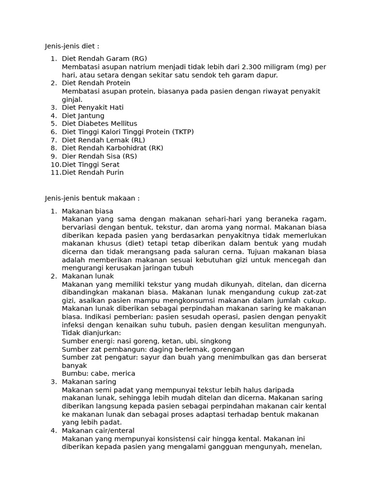 Panduan Lengkap Jenis Diet dan Makanan | PDF