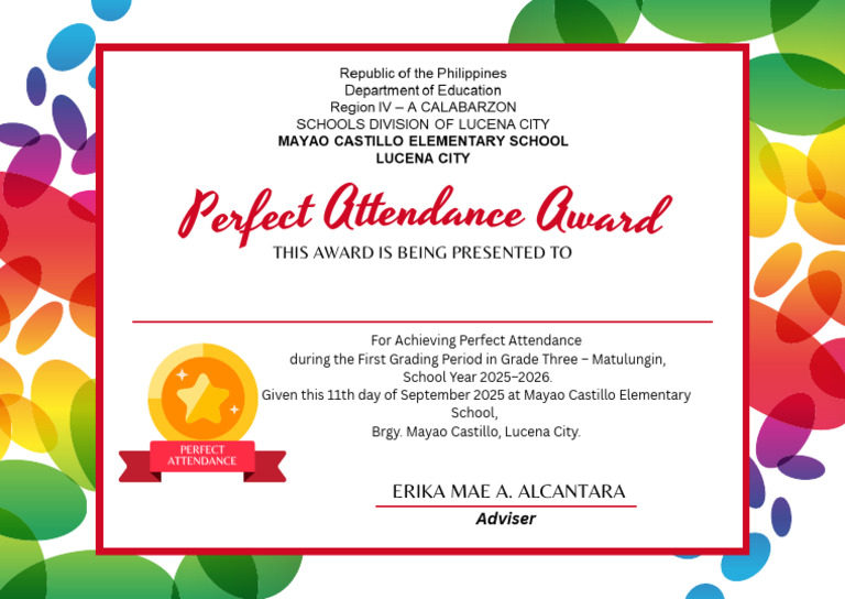 Abstract Circles Perfect Attendance Award | PDF
