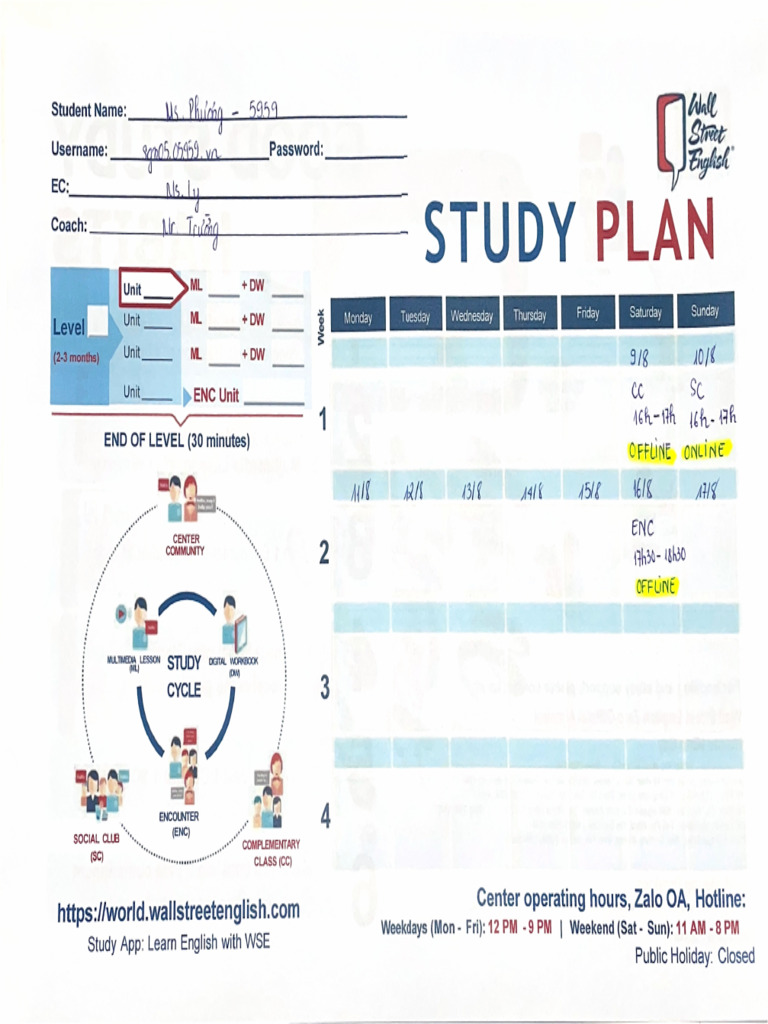 Study Plan - Ms. Phương - 5959 | PDF