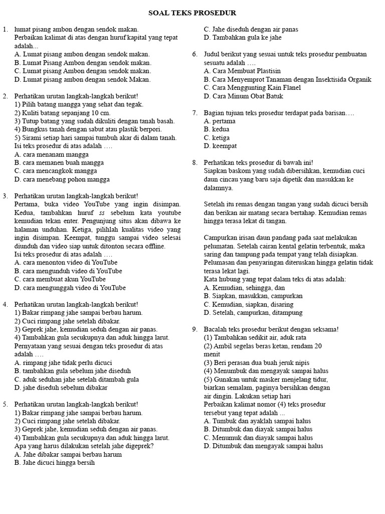 Soal Teks Prosedur dan Kebahasaan | PDF