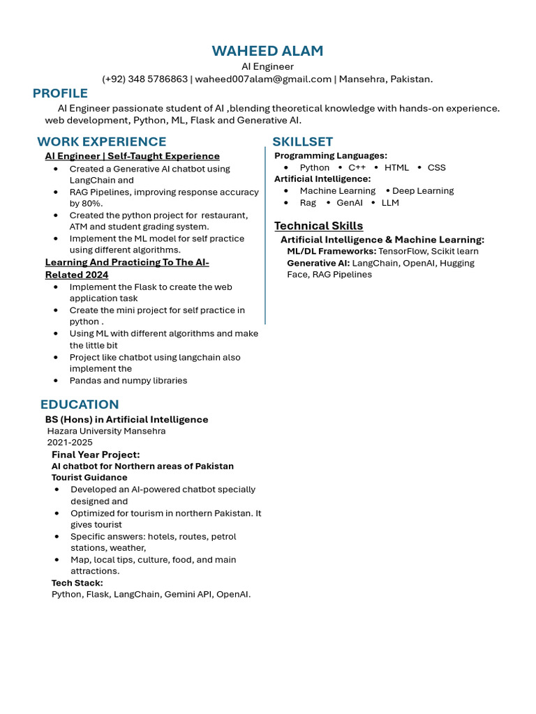 Waheed Alam CV | PDF