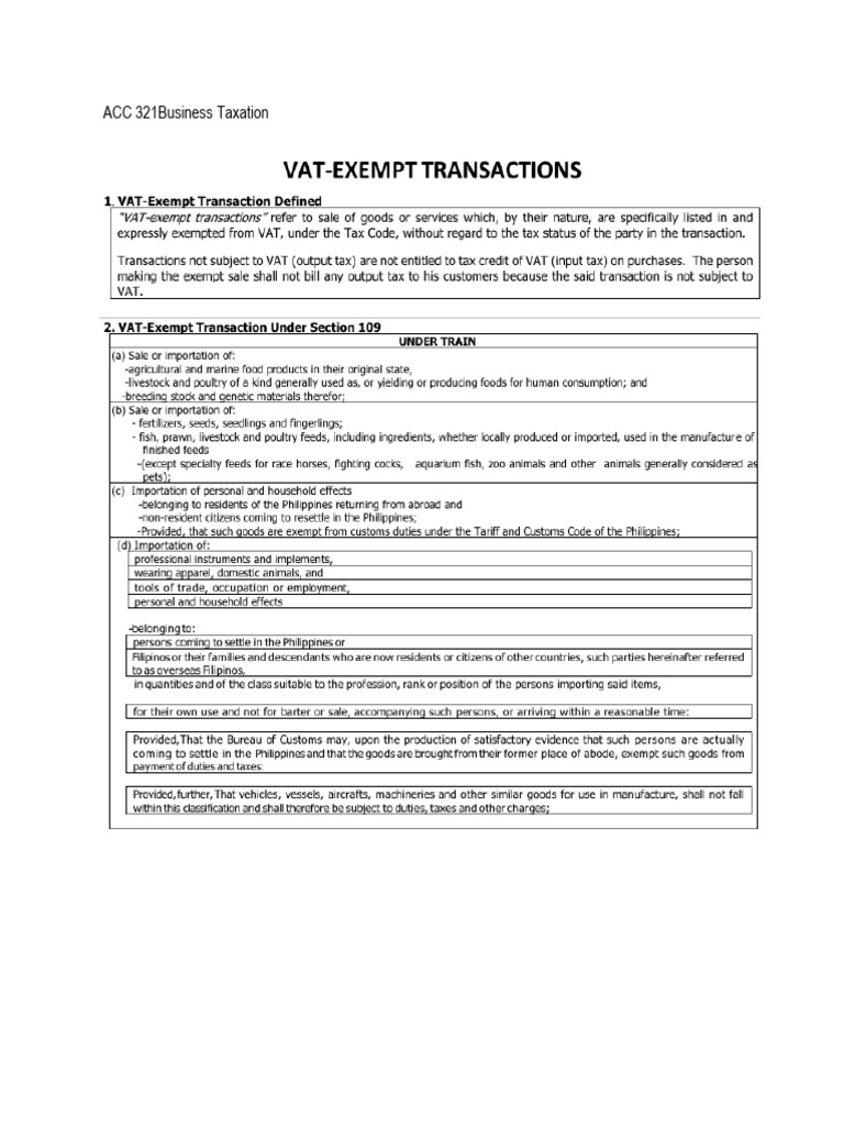 VAT Exempt Transactions | PDF