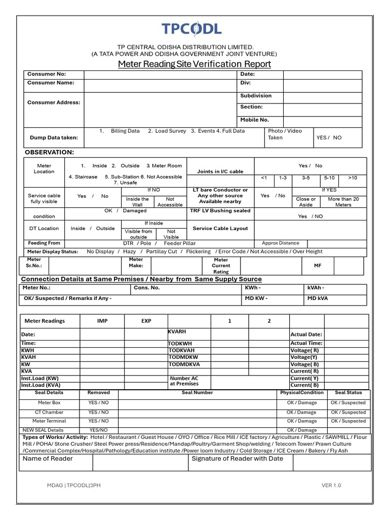 Meter Reading Verification Report | PDF | Electric Power | Electricity