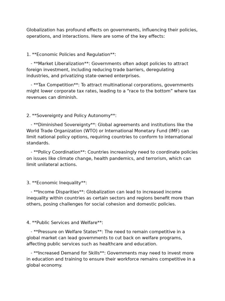 Effects of Globalization on Governance | PDF | Globalization | Policy